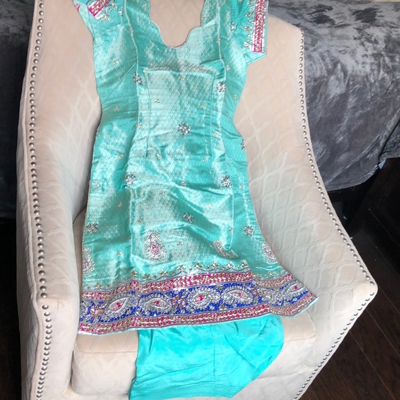 Dresses | Sea Green Brocade Indianpakistani Party Suit | Poshmark